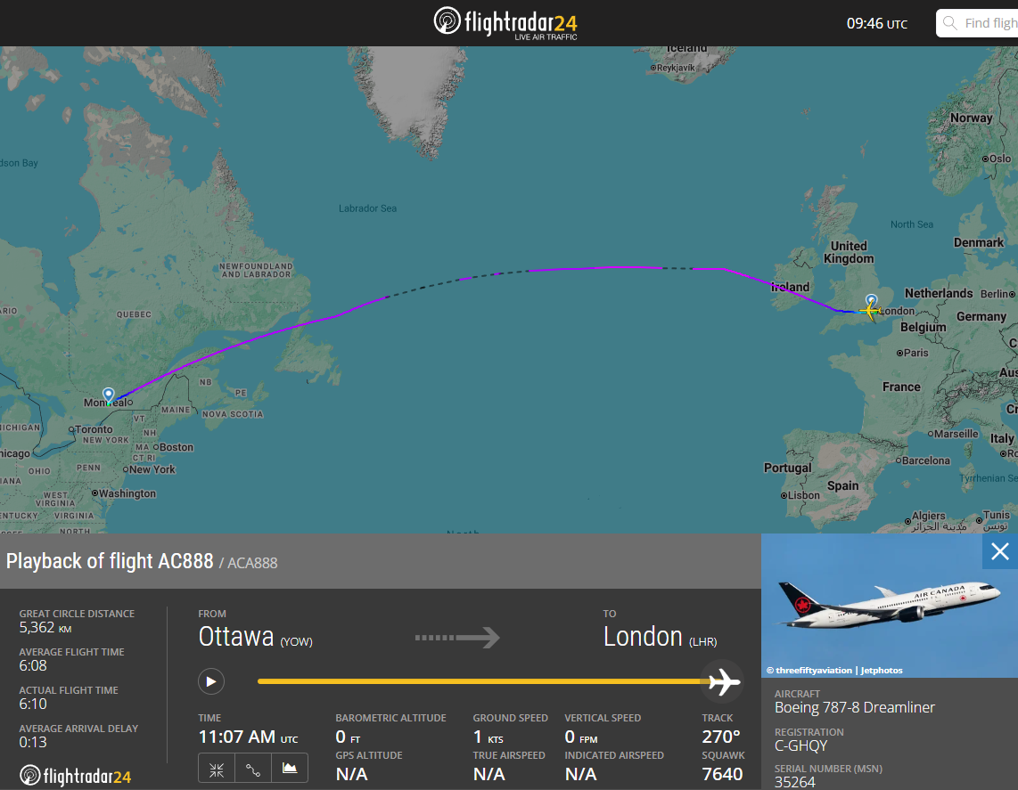 Air Canada Boeing 787 Ottawa-London Suffers Cracked Windshield - The ...