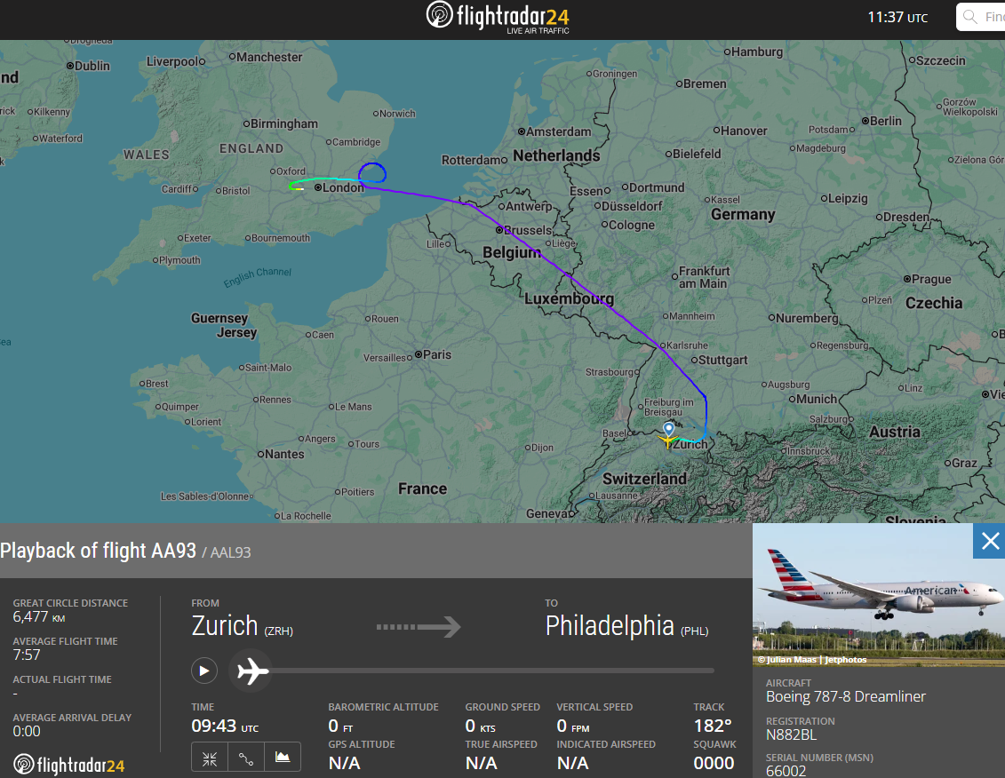 American Airlines 787 Zurich-Philadelphia Declares Emergency - The ...